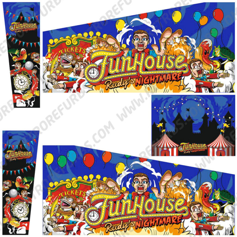 Funhouse Rudy's Nightmare (Blue) - Pinball Cabinet Decals - Retro Refurbs