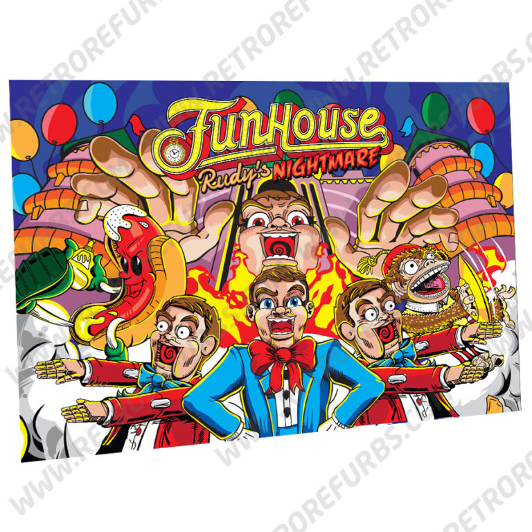 Funhouse Rudy’s Nightmare (Blue) Pinball Translite - Retro Refurbs